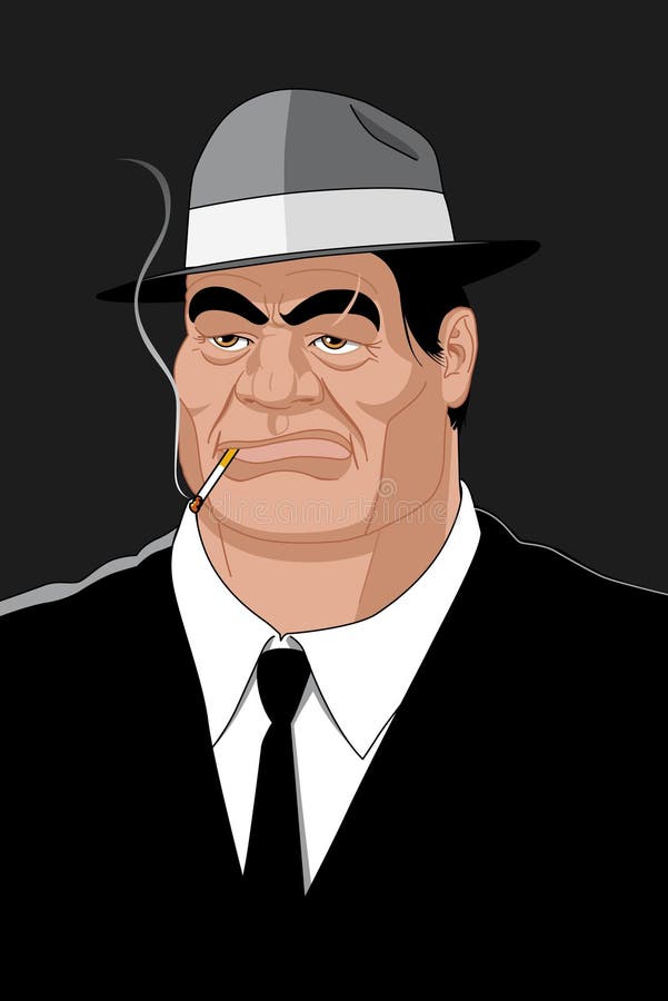 Gangster face with scar stock vector. Illustration of revolver - 2546325