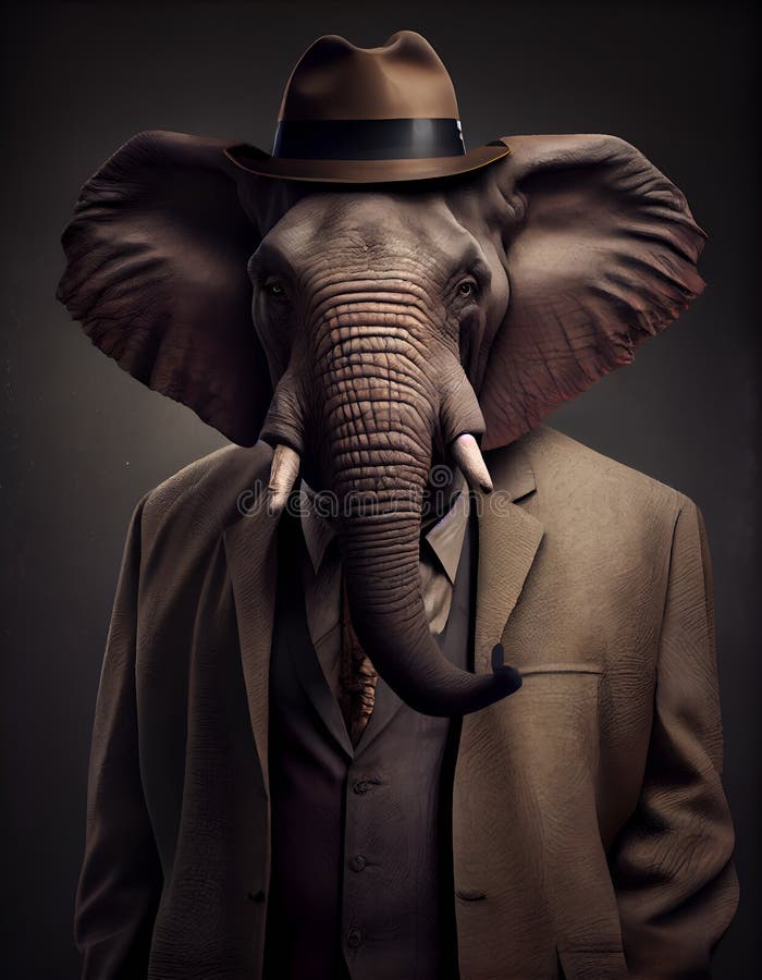Gangster Elephant with Fashionable Suit Coat. AI Generated Stock ...
