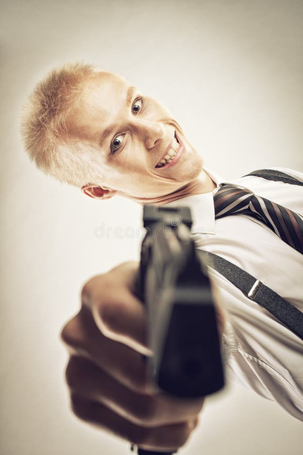 Gangster with gun stock image. Image of handsome, safety - 61103559