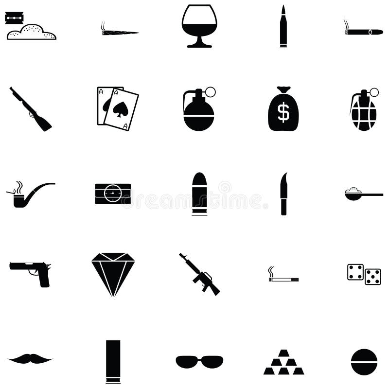 Gangster icon set stock vector. Illustration of crime - 120565665