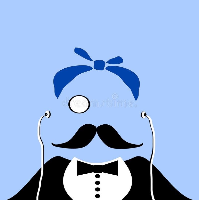 Man with Monocle and Mustache Stock Vector - Illustration of vintage ...