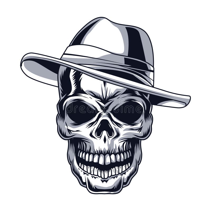 Gangster skull head stock vector. Illustration of dead - 212440820