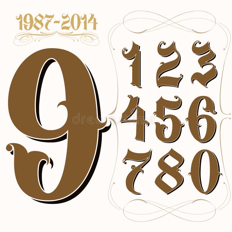Vintage Numbers Type Numbers Font Tattoo Fonts Vintage Tattoo Font