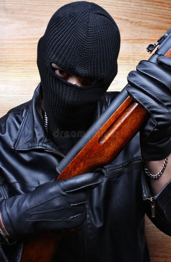 Gangster Terrorist Mafia Criminal With A Gun Stock Photo - Image: 38111110