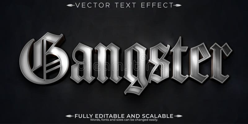 Gangster Text Effect, Editable Metallic and Shiny Text Style Stock ...