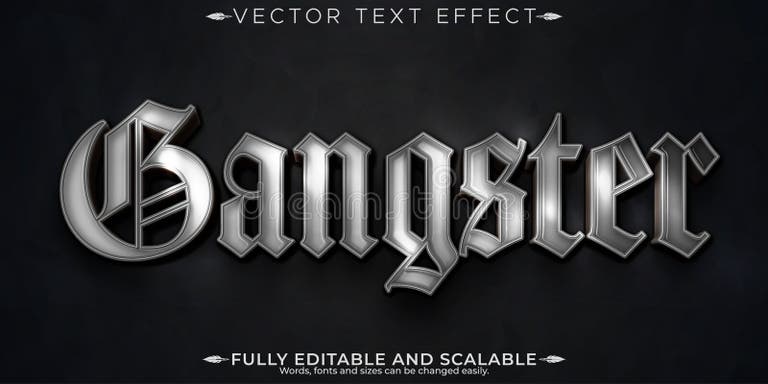 Gangster Text Effect, Editable Metallic and Shiny Text Style Stock ...