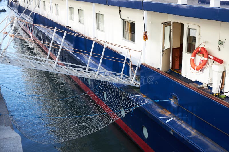 Gangway for Passage of Passengers To a River Ship with an Installed ...