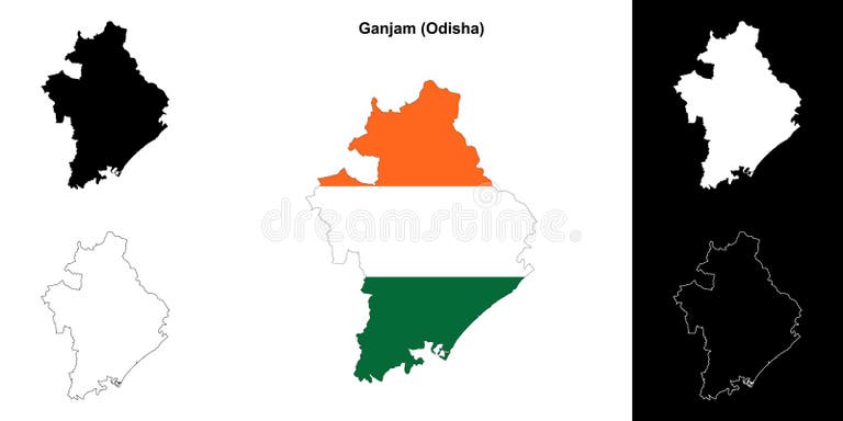 Ganjam outline map stock vector. Illustration of silhouette - 368835578