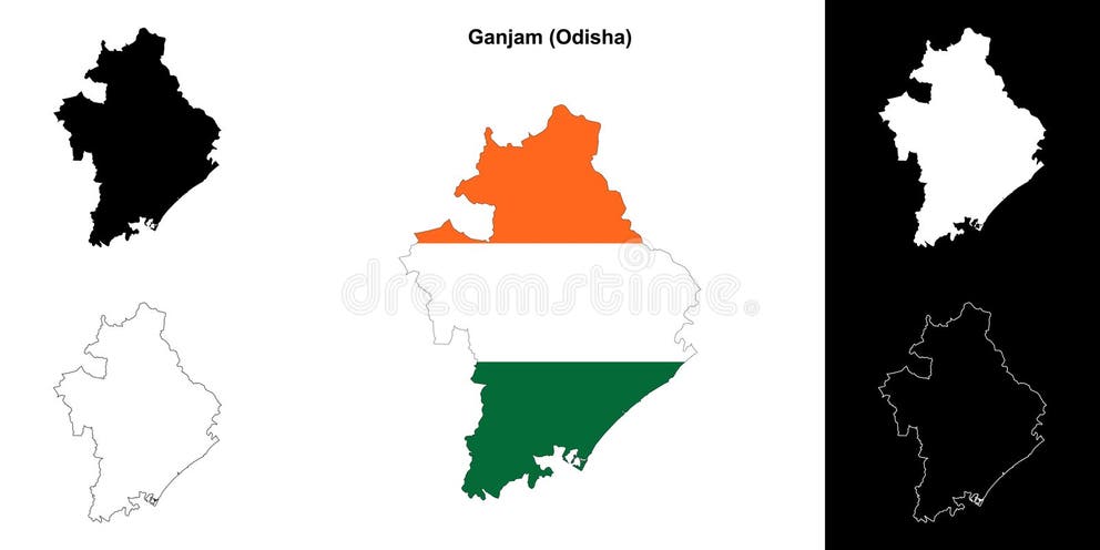 Ganjam outline map stock vector. Illustration of silhouette - 368835578