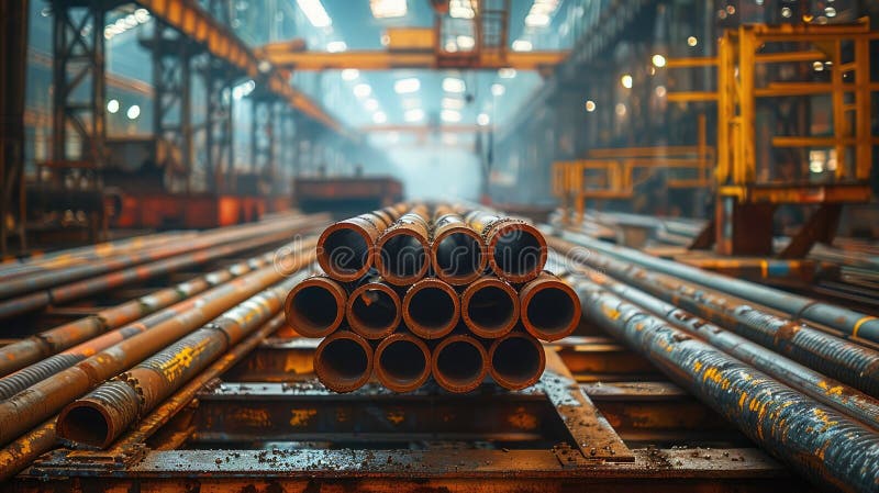 Gantry Crane Loading a Stack of Steel Pipes in a Metallurgical Plant ...