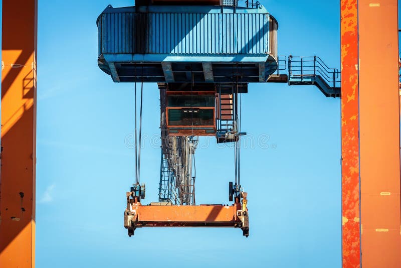 Gantry crane in the port. stock image. Image of ship - 347980263