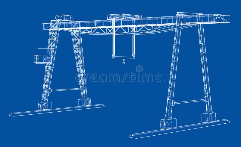 Gantry Crane in a Factory Environment. Wire-frame Stock Illustration ...