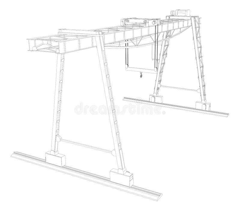 Gantry Crane in a Factory Environment. Wire-frame Stock Illustration ...