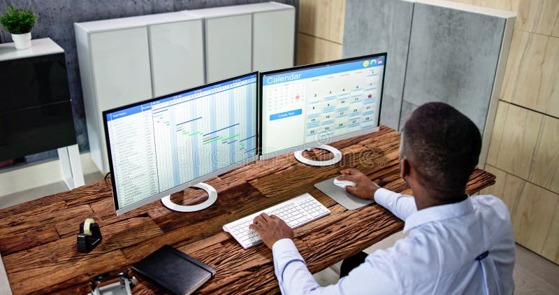 Gantt Chart Calendar Schedule Stock Photo - Image of screen, mail ...