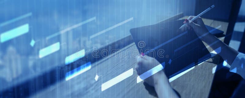 Gantt Chart and Workflow Management in Digital Planning Stock Photo ...