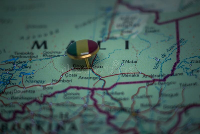 Gao Pinned on a Map with the Flag of Mali Stock Image - Image of ...