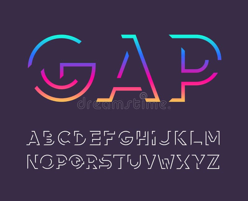 Gap Line Bold English Font, Graphical Decorative Alphabet Stock Vector ...