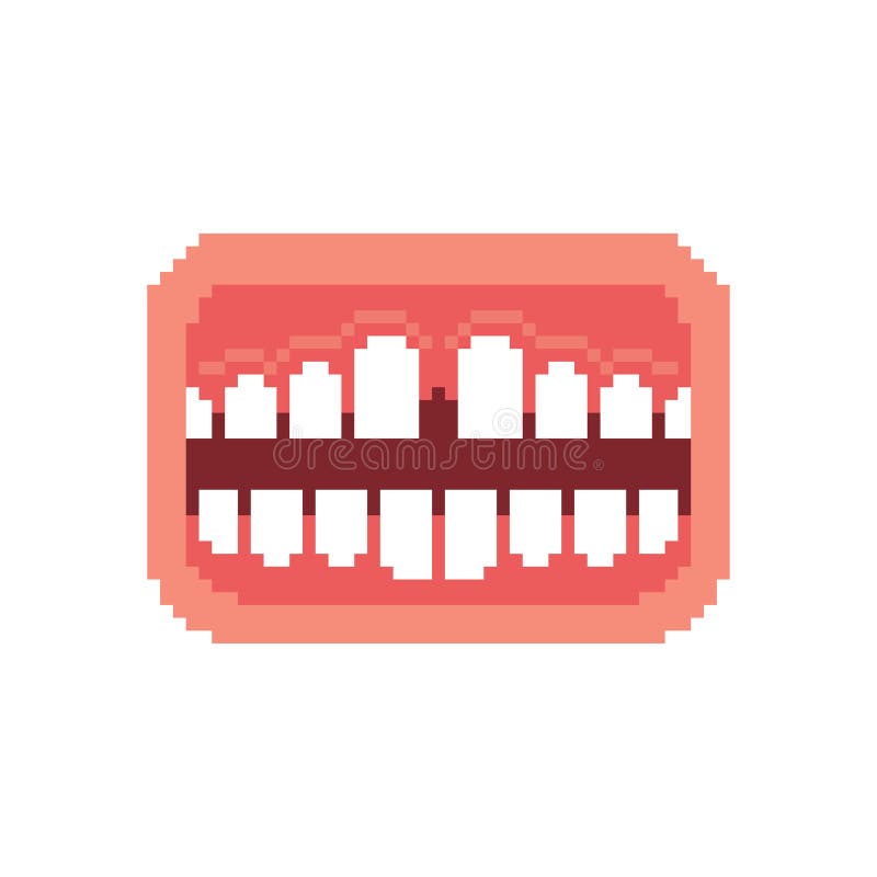 Gap Mouth Pixel Art. 8 Bit Large Space between Teeth Stock Vector ...