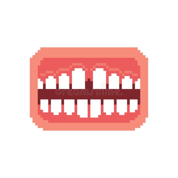 Gap Mouth Pixel Art. 8 Bit Large Space between Teeth Stock Vector ...