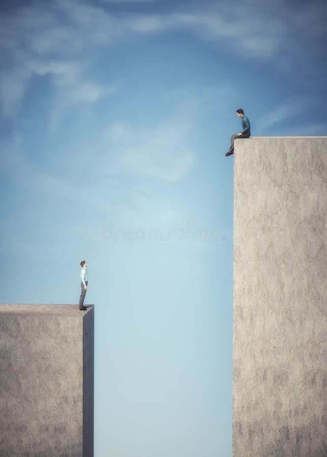 Gap between Two Men Standing at a Different Height Stock Illustration ...