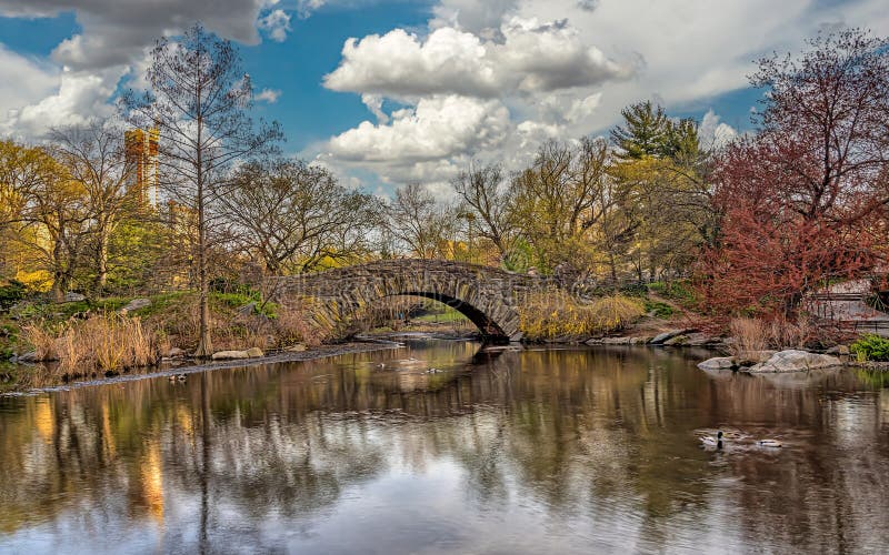 Gapstow Bridge in Central Park,spring Stock Photo - Image of green ...