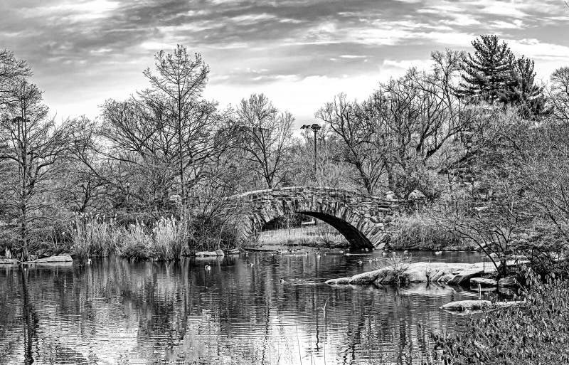 Gapstow Bridge in Central Park, Winter, Early Spring Stock Photo ...
