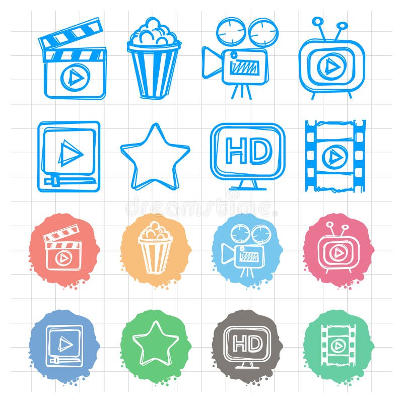 Ejemplo Determinado Del Vector De Los Iconos De Los Símbolos Del Cine ...