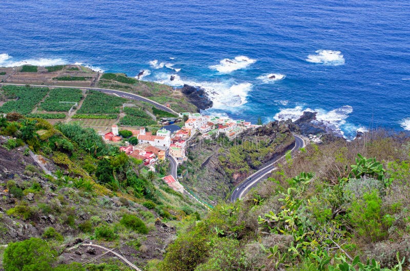 Garachico Town on Tenerife, Spain Stock Image - Image of resort, aerial ...