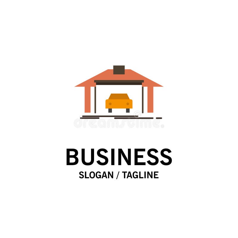 Garage, Building, Car, Construction Business Logo Template. Flat Color ...