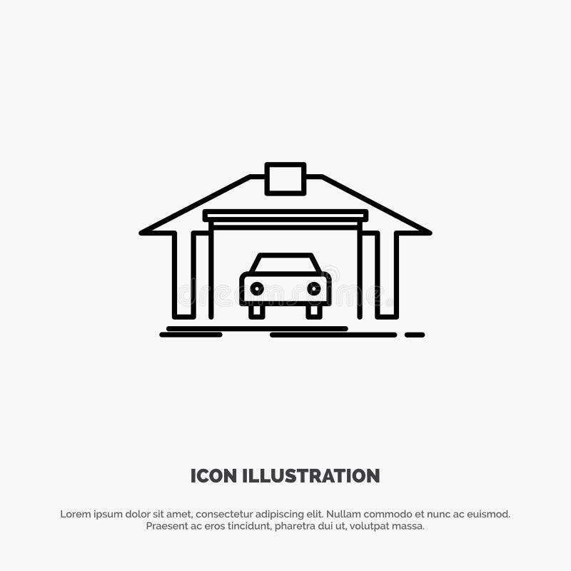 Garage, Building, Car, Construction Line Icon Vector Stock Vector ...
