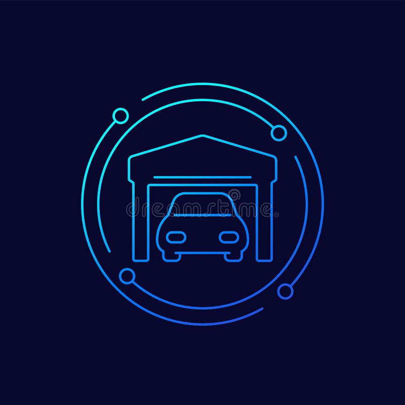 Garage Line Icon with a Car, Vector Stock Vector - Illustration of ...
