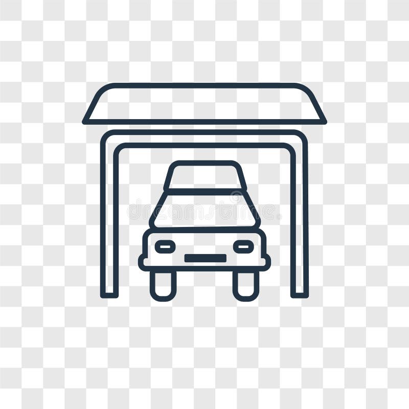 Garage Concept Vector Linear Icon Isolated on Transparent Background ...