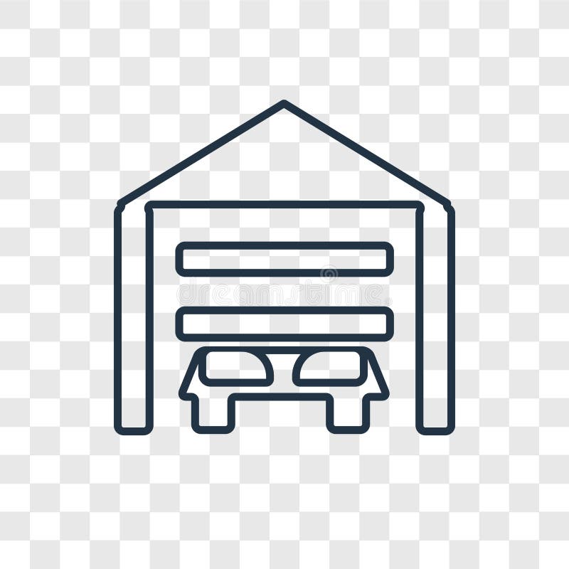 Garage Concept Vector Linear Icon Isolated on Transparent Background ...