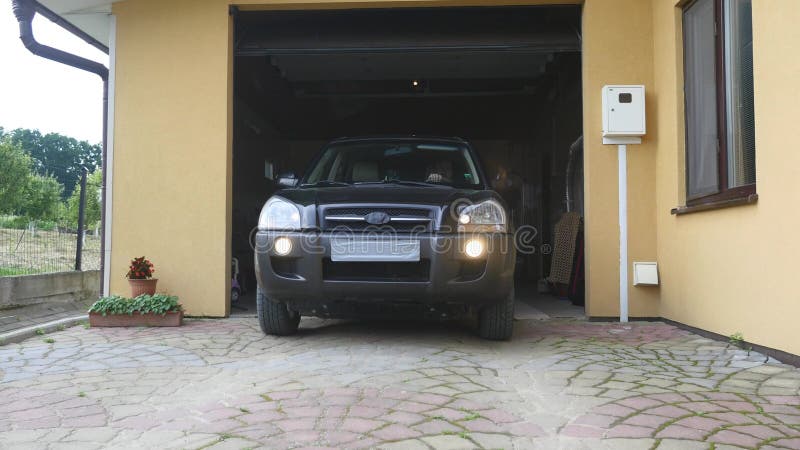 A Garage Door Opens Automatically Car Move Stock Video - Video of ...