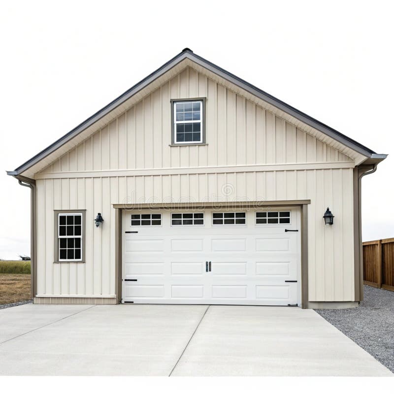 Garage Front View Isolated on White Background Stock Illustration ...
