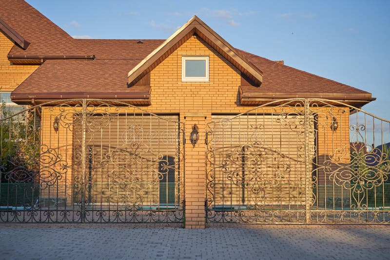 Garage by the House for Two Cars Stock Image - Image of residence ...