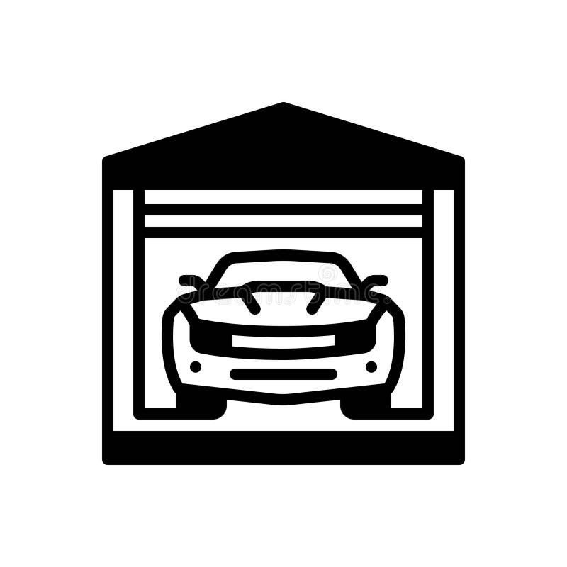 Black Solid Icon for Garage, Car and Shed Stock Illustration ...