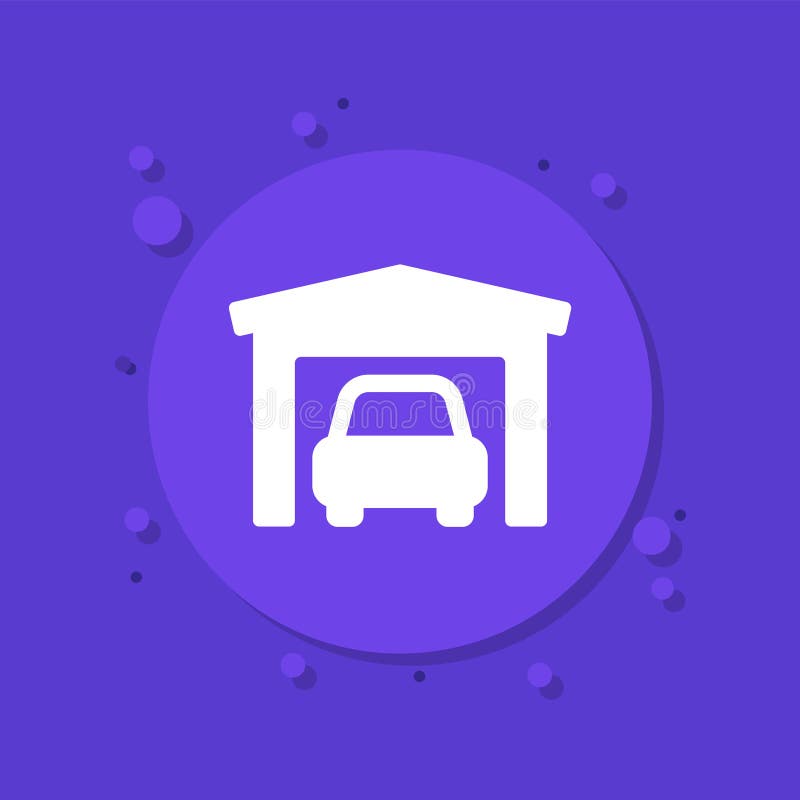Garage Icon with a Car, Vector Pictogram Stock Vector - Illustration of ...