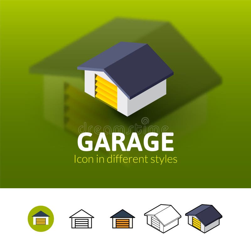 Garage Icon in Different Style Stock Vector - Illustration of digital ...