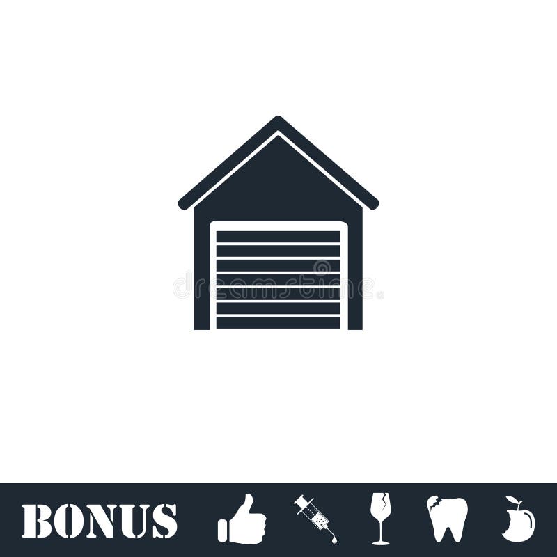 Garage icon flat stock illustration. Illustration of elements - 182644435