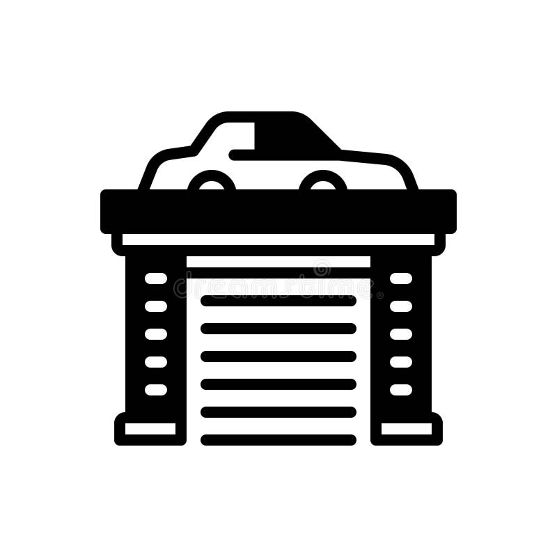 Black Solid Icon for Garage, Shed and Transport Stock Illustration ...