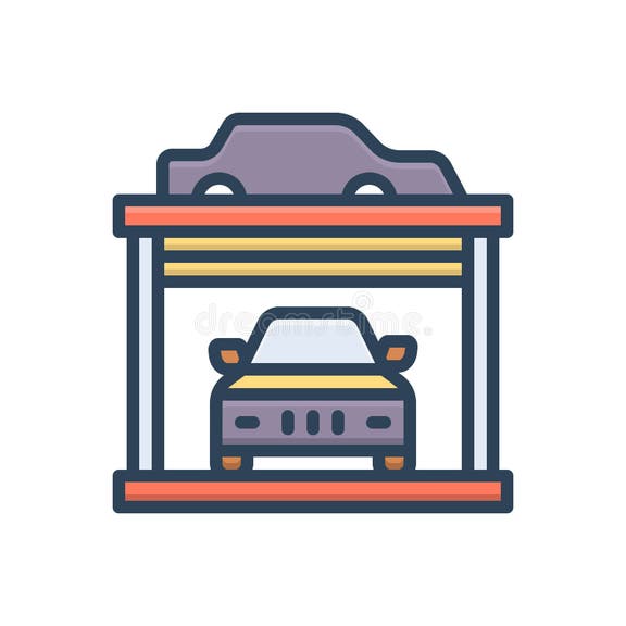 Color Illustration Icon for Garage, Terminus and Parking Stock ...