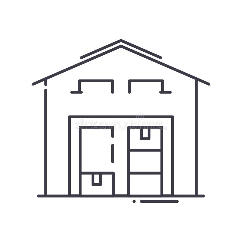 Garage Line Icon, Outline Symbol, Vector Illustration, Concept Sign ...