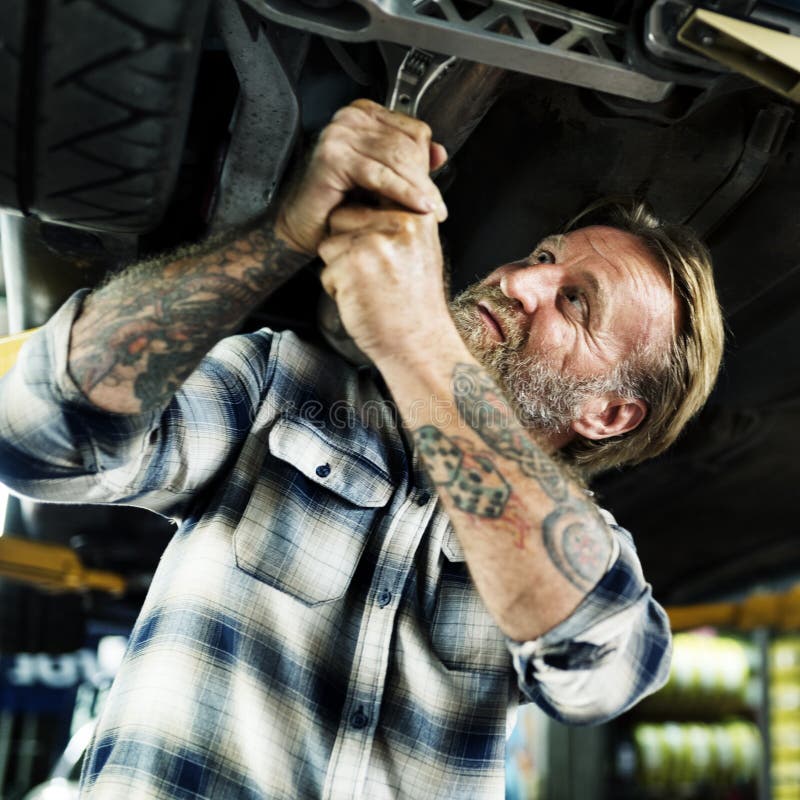 Garage Motor Maintenance Mechanic Fixing Spare Concept Stock Image ...