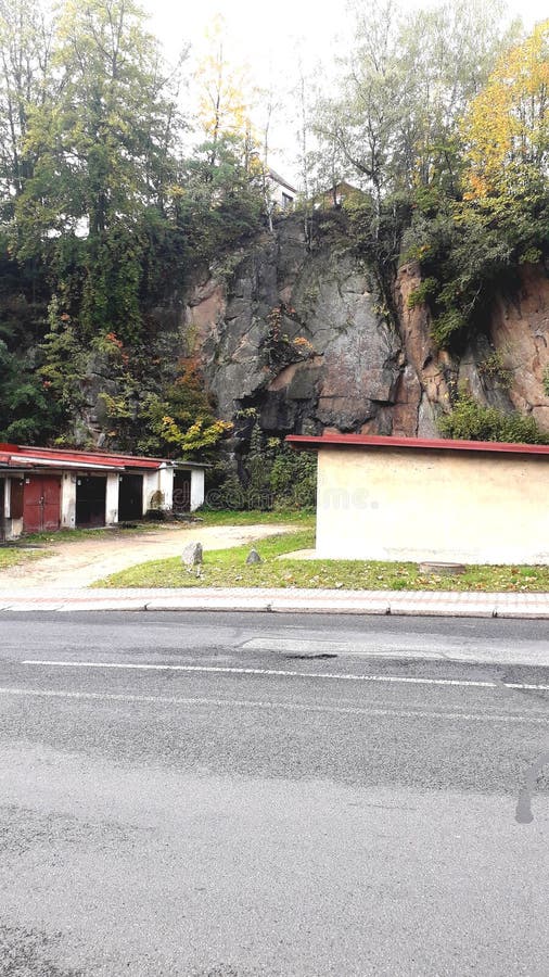 Garage in Nature Rocks Autumn Stock Image - Image of rocks, nature ...