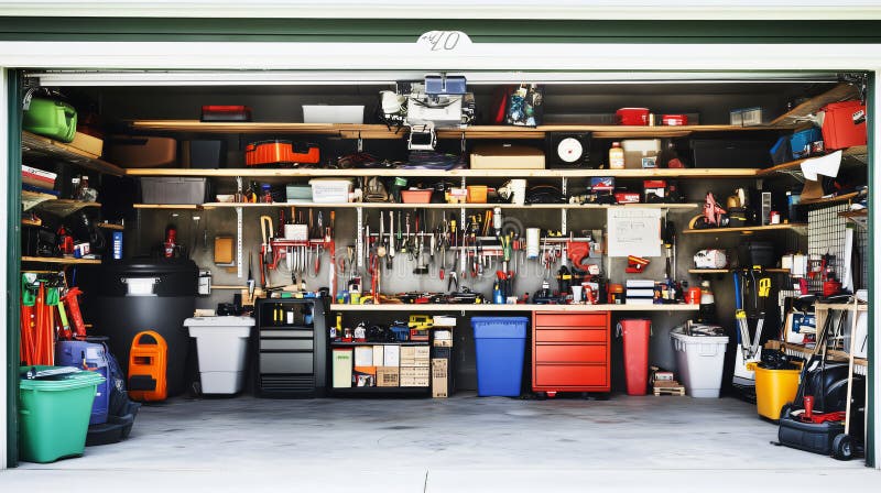 Garage Organization Showing Diy Storage Solutions and Tools Stock ...