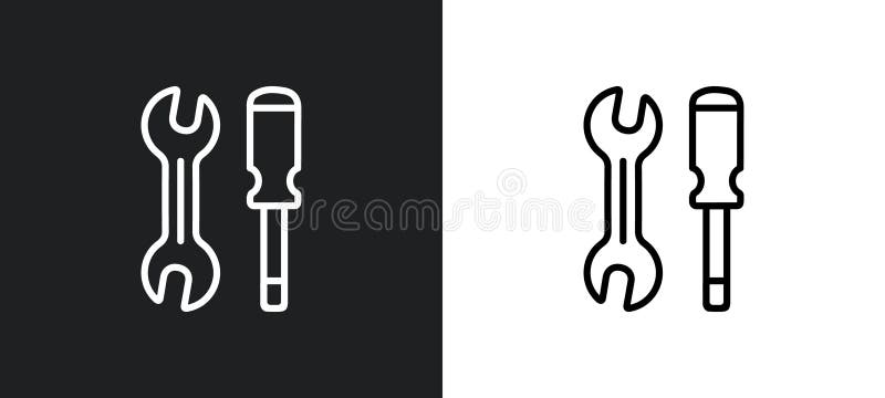 Garage Screwdriver Outline Icon in White and Black Colors. Garage ...