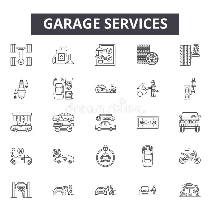 Garage Services Line Icons, Signs, Vector Set, Linear Concept, Outline ... Garage Services Line Icons, Signs, Vector Set, Linear Concept, Outline ...