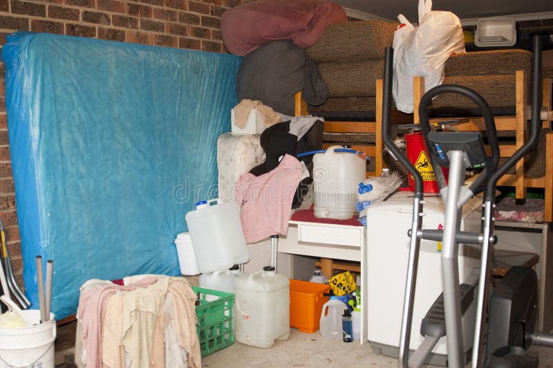 Garage Storage Clutter and Junk Stock Image - Image of chemicals ...