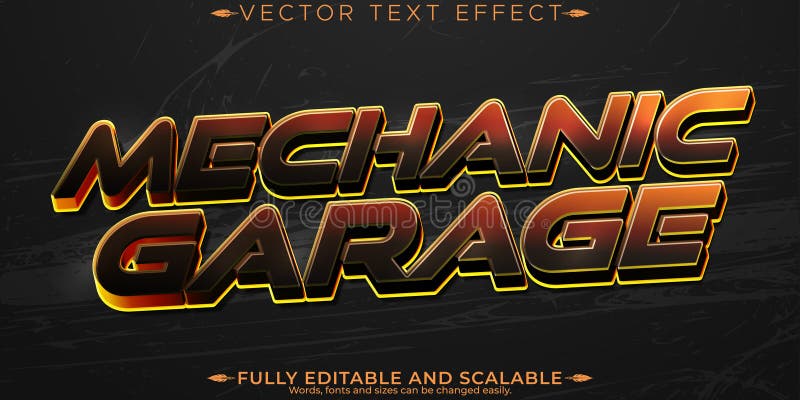Garage Text Effect, Editable Mechanic and Car Text Style Stock Vector ...